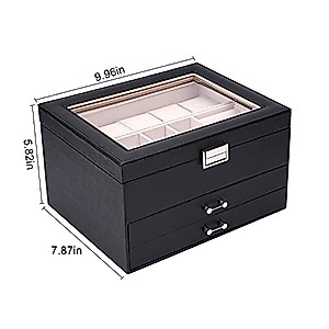 Jewelry Organizer, Watch Box with Jewelry Storage Box Jewelry Cases Storage and Organize 4 Layer Jewelry Box Watch Storage Case/black