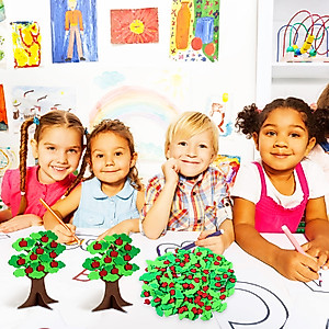 Nuanchu 20 Set 3D Foam Tree Craft Apples Leaves Sticker Self Adhesive Foam Tree Glitter Apple Sticker Spring Trees for Craft Project Family Art Activity