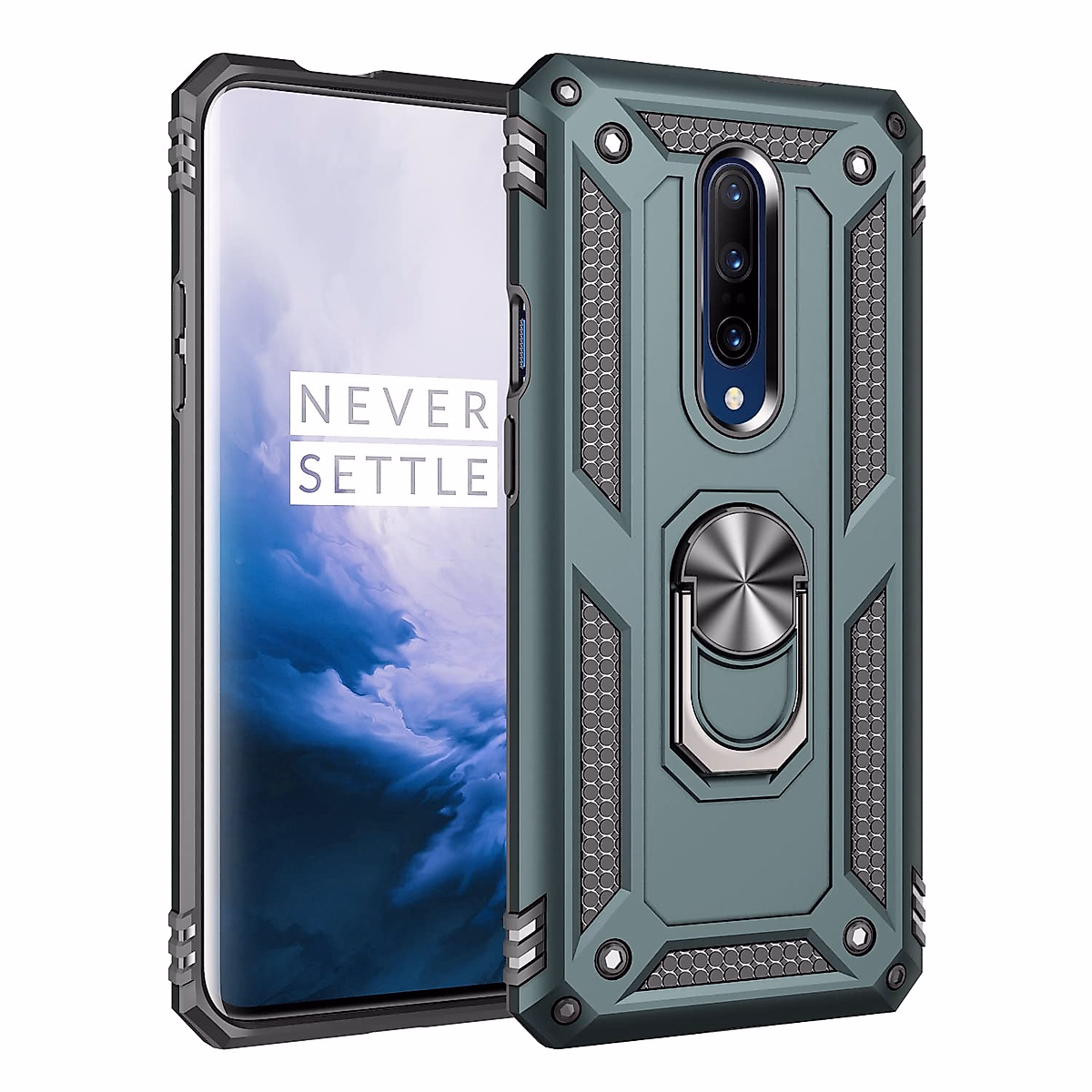 OnePlus 7 Pro Case Military Protection with Built-in 360 Rotation Kickstand Support Car Magnetic Holder for OnePlus 7 Pro 6.67" Jade
