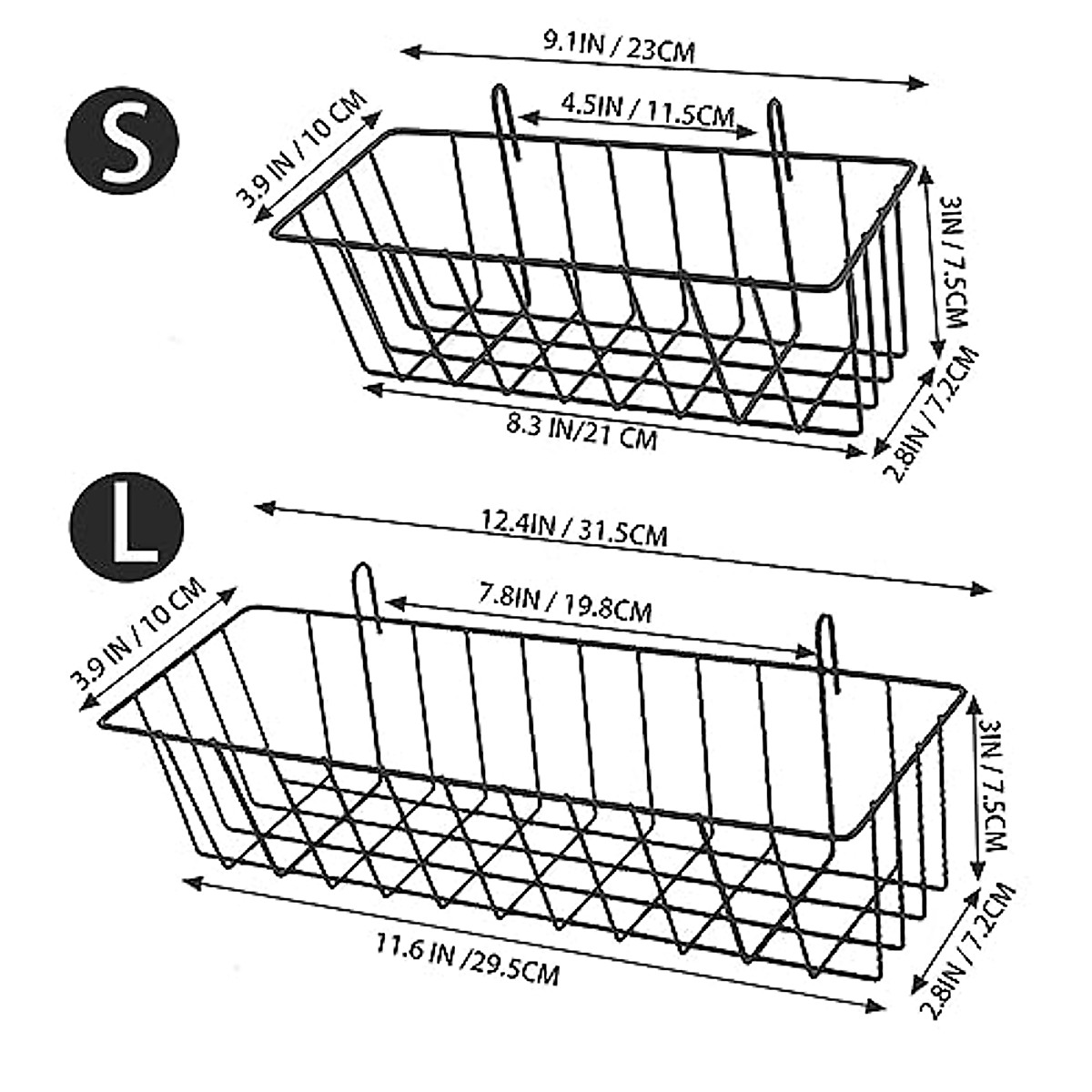 2 PCS Rabbit Hay Feeders Heavy Duty Metal Hay Holders Racks for Bunny Guinea Pig Chinchilla Cage Accessories (S+L)