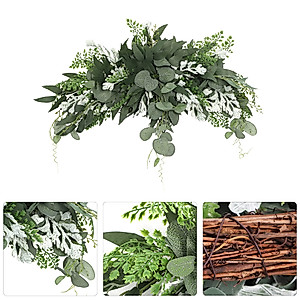 WDDH 27.5'' Floral Swag, Large Artificial Mixed Eucalyptus Leaves Swag, Front Door Decorative Swags with Green Leaves for Wedding Arch Home Garden Decor
