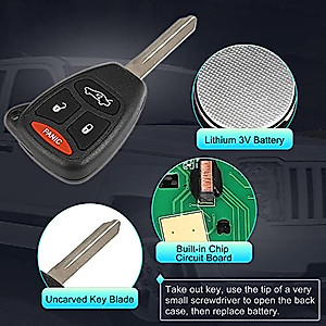 X AUTOHAUX Replacement Keyless Entry Remote Car Key Fob KOBDT04A 315MHz for Chrysler 300 for Dodge Avenger Charger for Jeep 4 Button with Door Key