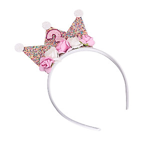 LINLULU Birthday Crown Headbands for Toddlers Girls - 2nd to 6th Birthday Crown, Princess Crown for Girls, Princess Tiara, Flower Crown Headbands for Birthday Girls (3rd birthday headband)