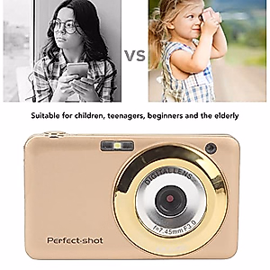 48MP Mini Digital Camera, 2.7 inch 8X Optical Zoom Vlogging Camera Video Camera, LCD Screen, Kids Selfie Camera with Storage Bag for Students, Kids, Teens Gifts(Gold)