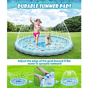 EPN Splash Pad, 86.6" Size Extra Large Sprinkler Play Mat Fun for Kids, Thicker Summer Outdoor Water Toys Toddler Pool for 3-12 Years Old Children Boys & Girls