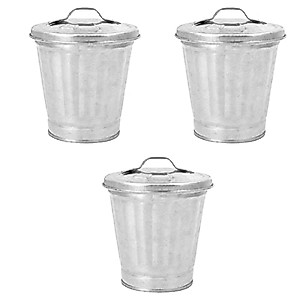 jojofuny 3 pcs Tabletop Table Covered Simple Pen Wastebasket Bin Stationery Rustic Top Fun Desktop Recycler or Rubbish Pencils Galvanized Wastepaper Organizer Cute Brushed X Container