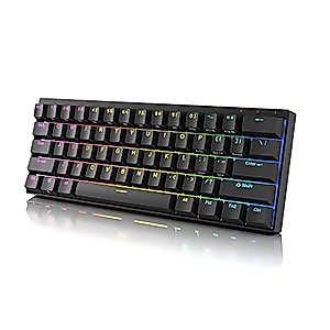 DURGOD HK Venus RGB Mechanical Gaming Keyboard | 60% Layout | USB C Wired | Doubleshot PBT Keycaps | Cherry Profile | NKRO Rollover | Windows & Mac | Aluminium Chassis| Cherry MX Blue, Black