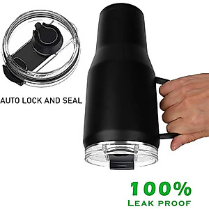 Modern 40 oz Tumbler Cup with Handle and 1200ml Large Capacity | Insulated Reusable Stainless Steel | Coffee Thermos Mug Car Cup |Travel Tumbler Cup hot water bottle with straw | Black