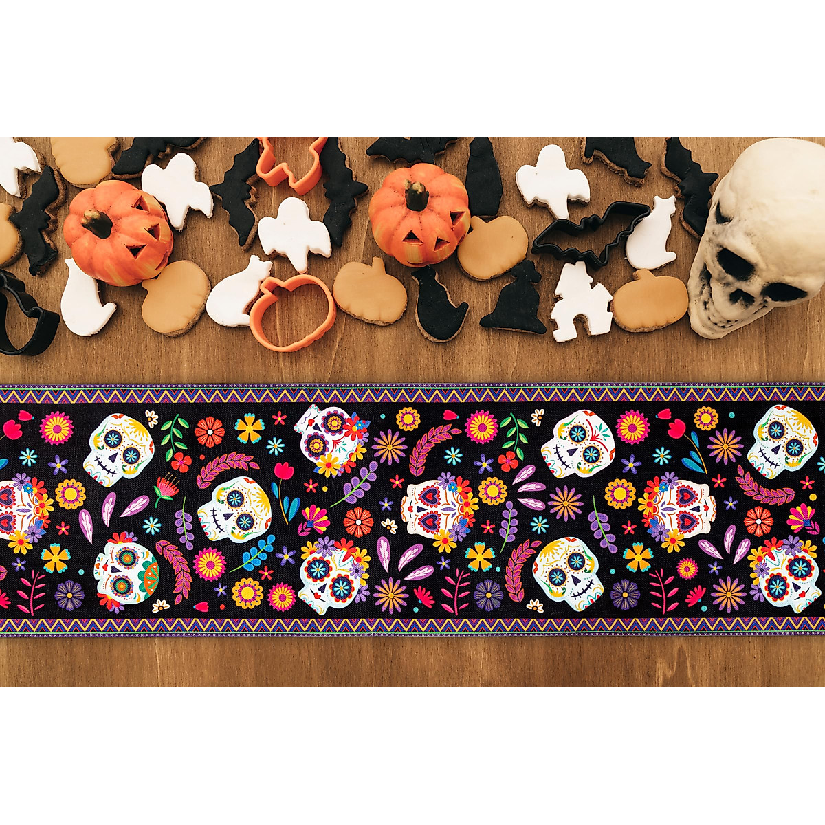 Dia De Los Muertos/Day of The Dead Decorations for Alter Table Runner Mexican Ofrenda Party Decor