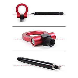 Cuztom Tuning Black Red Bumper Folding Ring Screw on Type Tow Hook Compatible with 2016-2020 Chevy Camaro LS LT SS ZL1