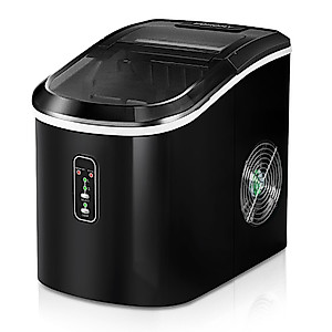 Euhomy Ice Maker Machine Countertop, 26 lbs in 24 Hours, 9 Cubes Ready in 6 Mins, Self-Clean Electric Ice Maker Compact Potable Ice Maker with Ice Scoop and Basket. for Home/Kitchen/Office.(Black)