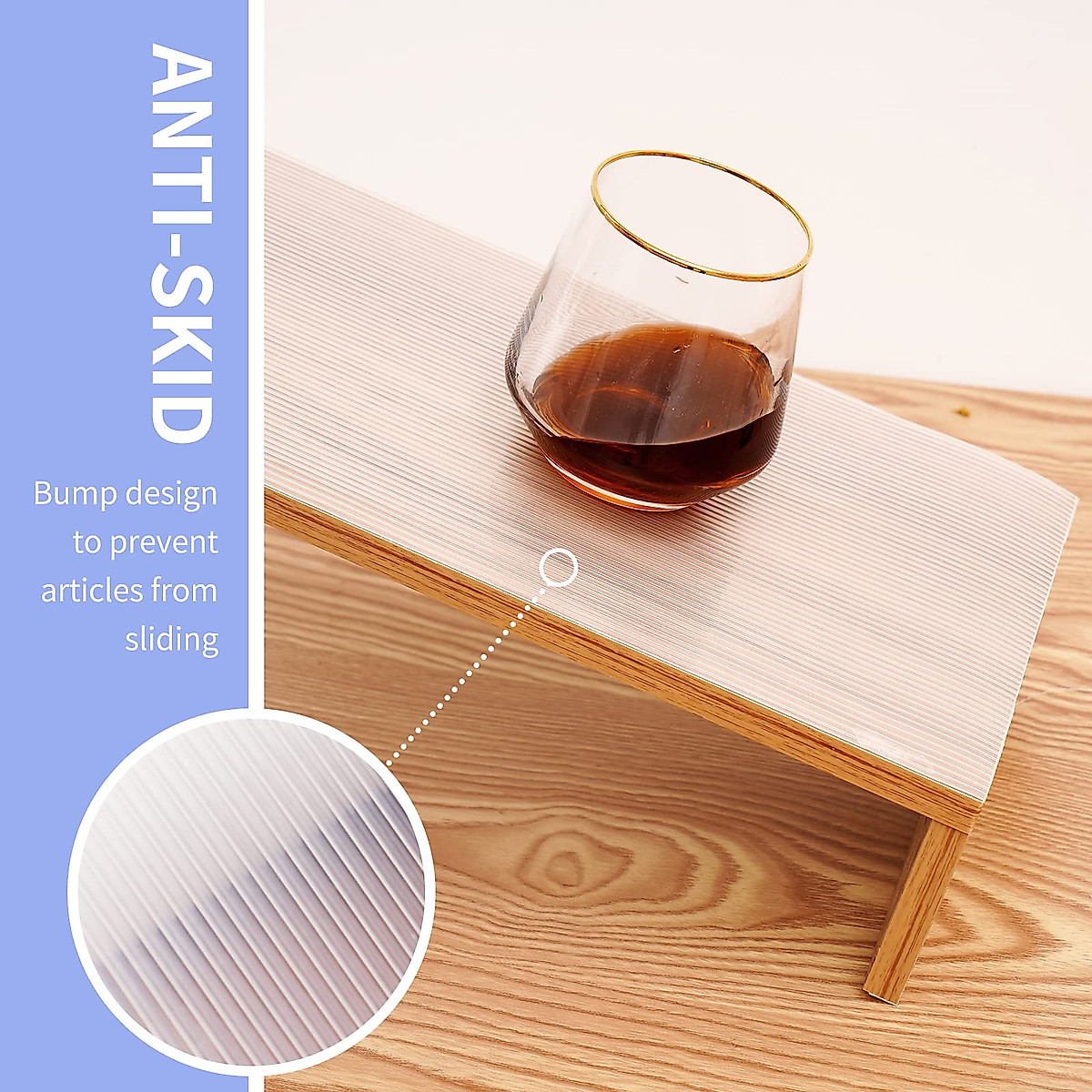 Shelf Liner for Kitchen Cabinets, 12 Inch x 20 Ft x 2 Rolls, Non-Slip Cabinet Liner, Non Adhesive Drawer Liner, Refrigerator Liners, Washable Oil-Proof Mat for Shelves (Transparent Stripe)