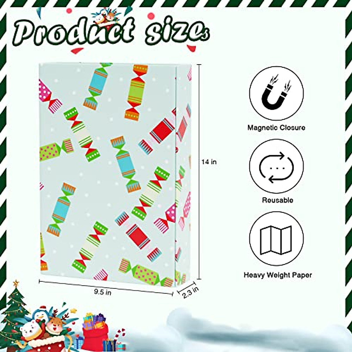 Christmas Gift Box 14" X 9.5" X 2.3" with Magnetic Closure, Perfect Design for Gift Wrapping, Christmas, Thanksgiving, Father'S Day, Mother'S Day Gift Boxes and Ideal for All Kinds Of Holiday Gifts