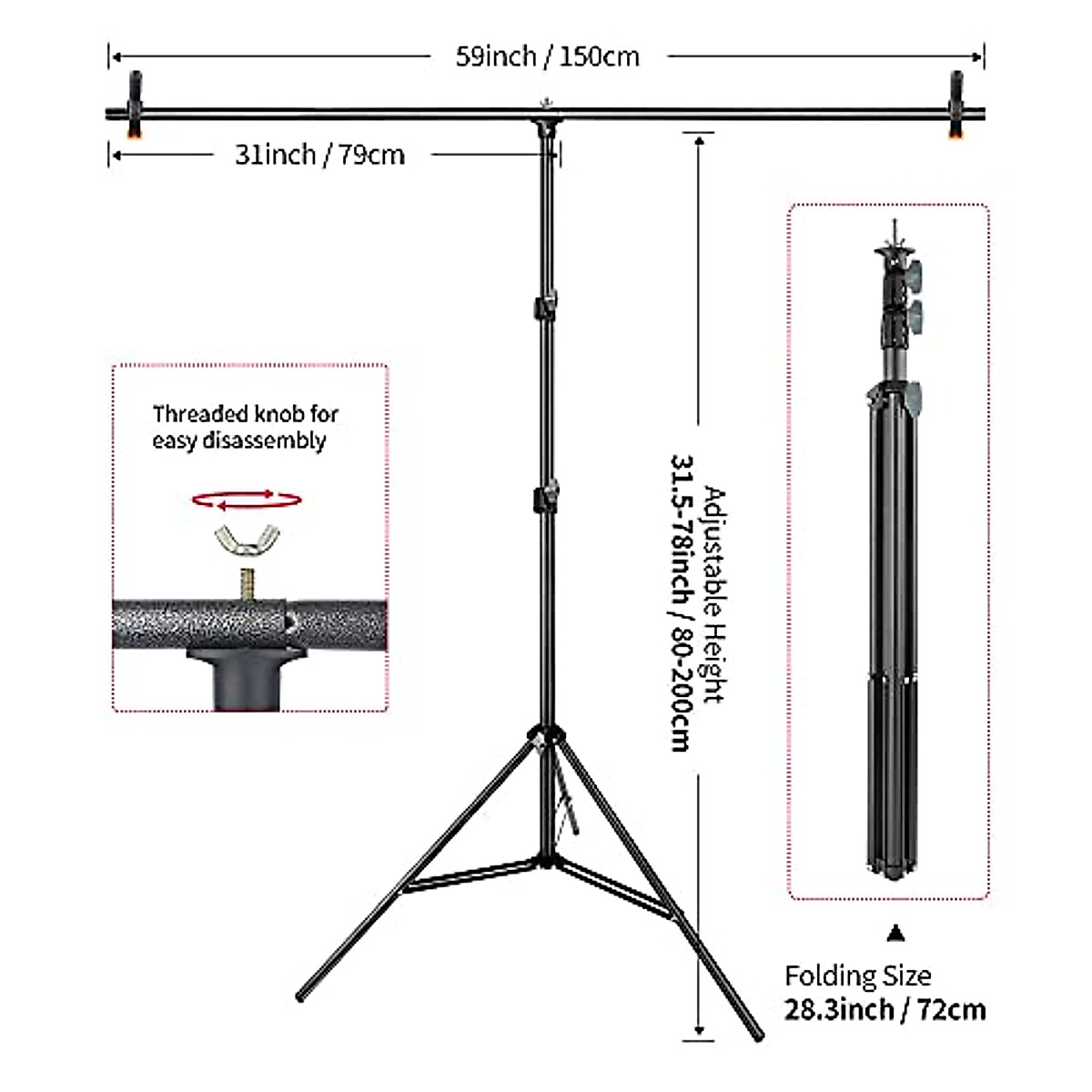 Hemmotop Green Screen Backdrop with Stand Kit 5x6.5ft for Zoom, 2-in-1 Reversible Blue Screen and Green Screen with Portable T-Shaped Background Support Stand, 5 x Backdrop Clip