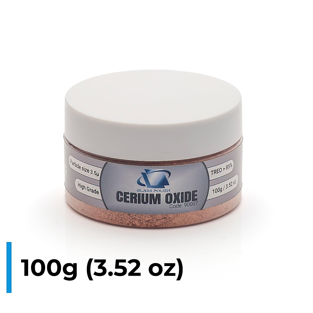 GLASS POLISH PRO 3.52oz (100g) Cerium Oxide, High-Grade Glass Polishing Powder, Enhanced Formula, TREO 85%, 3.5 Microns, Brown – GP90007