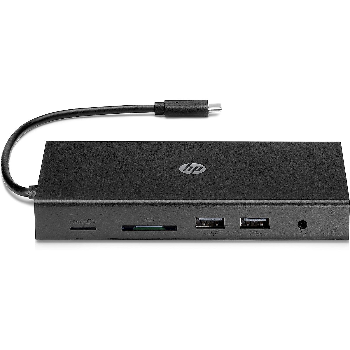 HP Travel USB-C Multi Port Hub, USB-C Pass Through Charging, 1 Gbps RJ45 Ethernet Port, Simultaneous HDMI and VGA Connections, Multiple USB, SD, Micro SD Ports - Black