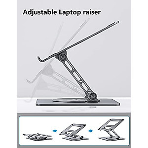 MCHOSE Laptop Stand, Adjustable Laptop Holder with 360° Rotating Base, Foldable Laptop Riser Compatible for MacBook Pro/Air, Surface Laptop up to 15.6 inches, Space Grey