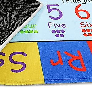 Moespace Educational ABC Kids Rug for Playroom,3x5 ft Numbers and Graphics Learning Area Rug Washable Children Play Carpet Non-Slip Baby Nursery Rug for Bedroom Classroom