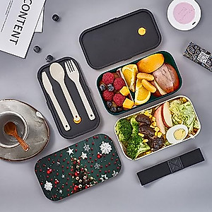 Round Ball Christmas Tree Adult Lunch Box, Bento Box, With Cutlery Set Of 3, 2 Compartments, Rectangular, Lunch Box For Adults