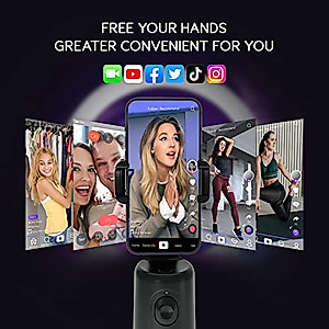 punkdunk Cell Phone Stand, Auto Tracking Phone Holder,No App Auto Face Tracking Tripod 360° Rotation, Content Creator Essentials for Live Vlog Streaming Video, Tiktok, YouTube, Meeting (Black)