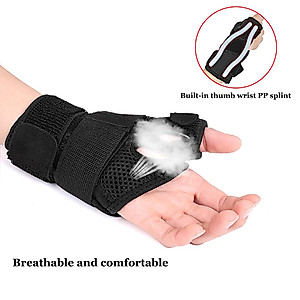 Thumb Wrist Support Brace, Breathable Wrist Braces Splint with Adjustable Straps for Arthritis, Tendonitis, Sprained, Comfortable Reversible Wrist Stabilizer for Carpal Tunnel Thumb Joint Pain Relief