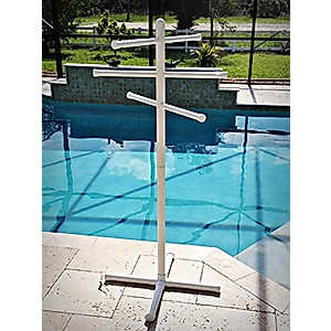 Pool & Spa Towel Rack Premium Extra Tall Towel Tree Outdoor PVC White