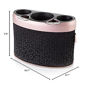 Minky Homecare Neoprene Styling Dock, Curling Iron and Hair Dryer Holder - Hair Tool Organizer Storage for Bathroom Countertop, Dresser - Rose Gold/Black