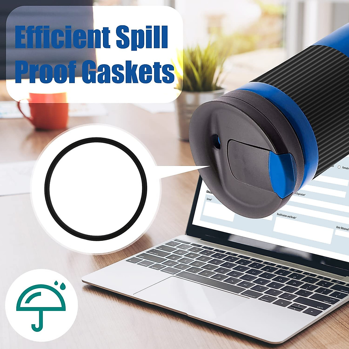 6pcs Replacement Gaskets Compatible with Contigo Snapseal Byron Travel Mug 16 & 20oz, Leakage-Proof Rubber Seals Ring Lid Gaskets Replacement Parts Compatible with Contigo Mugs (Black)