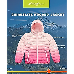 Eddie Bauer Kids' Jacket - CirrusLite Weather Resistant Down Coat for Boys and Girls - Insulated Quilted Bubble Puffer (3-20), Size 14-16, Blush
