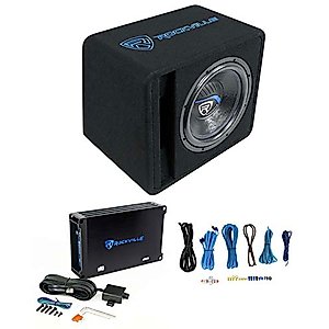 Rockville SK512 PACKAGE 12" 1400w Loaded K5 Car Subwoofer Enclosure+DB11 Amp, Black