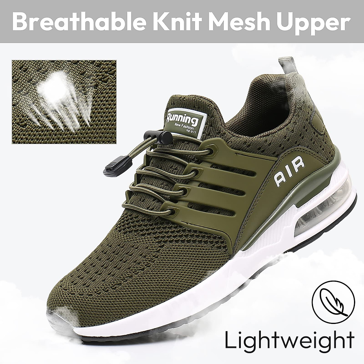 ADCORAN Womens Running Shoes Air Cushion Casual Walking Shoes Tennis Slip On Comfortable Workout Sneakers Green 9