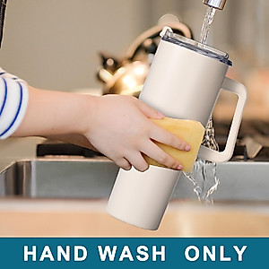 Gome 40 oz Tumbler with Handle Milky white - Stainless Steel Cup with Straw - Insulated Coffee Mug with Lid - Daisy Birthday Gifts for Women - Hand Wash Only