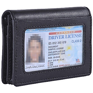 RFID Genuine Leather Bifold ID/Business Credit Card Case Holder for Men Slim Front Pocket Wallet Button(Black)