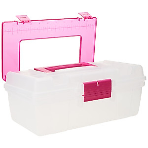 Creative Options 114-082 Molded Storage Craft Box with Lift-Out Tray, 13-inch , Pink