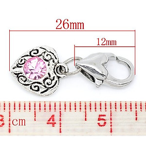 Sexy Sparkles Clip-on Birthstone Rhinestone Heart Charms