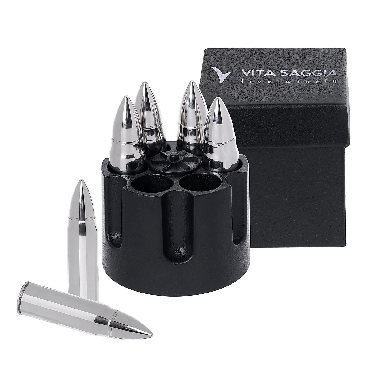 Luxury Set of 6 Whiskey Stones, Reusable Ice Cubes, Gifts for Christmas Stocking Stuffers, for Men Dad, Unique Ideas for Birthday for Boyfriend Him Cool Gadgets for Husband Grandpa Brother Anniversary