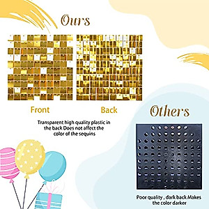 Gold Backdrop Shimmer Wall Backdrop Sequin Backdrop Pack of 24 Party Backdrop for Bridal Shower Birthday Decorations Bachelorette Party Supplies