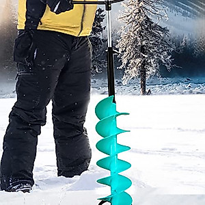OXYVAN Ice Auger Drill,6”Diameter Nylon Ice Auger Fishing with Centering Point Blade,3 Adjustable Depths Up to 55 Inches,Including 2PCS Replaceable Blades &Storage Bag(Drill Not Included)