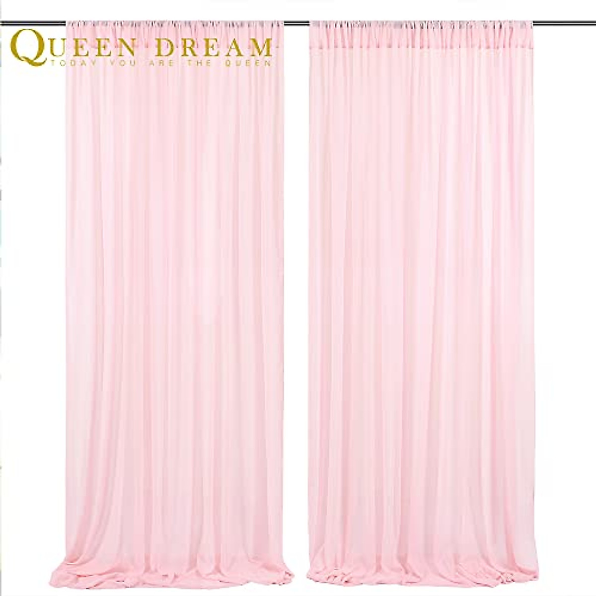 Sheer Curtain Drapes 10ft x 8ft Pink Chiffon Fabric Backdrop Drapes Curtain for Wedding Arch Party Window Decoration