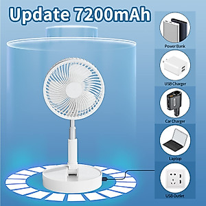 DODAER Portable Pedestal Fan,Foldaway Standing Fan Foldable Desk Fan,Remote Control Telescopic 4 Speed Quiet Timer Fan for Home Kitchen Outdoor Camping