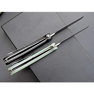 Eafengrow EF939 Folding Pocket Knife D2 Steel Blade G10 Handle EDC Tool Knife for Camping Survival and Outdoor (Jade)