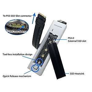 Avoluxion External SSD Expansion Upgrade Kit w/SSD Heatsink for PS5 Game Console (PSX-i1) - Turn Your PS5 Internal SSD Slot to External SSD Expansion Kit - 2 Years Warranty