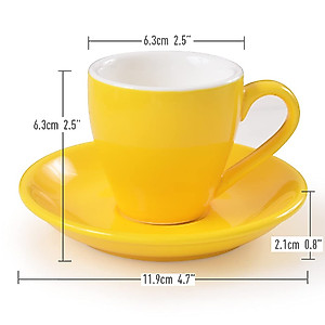 ionEgg Porcelain Espresso Cup with Saucer, Espresso shot Cup, 80ml/2.7Oz, Yellow