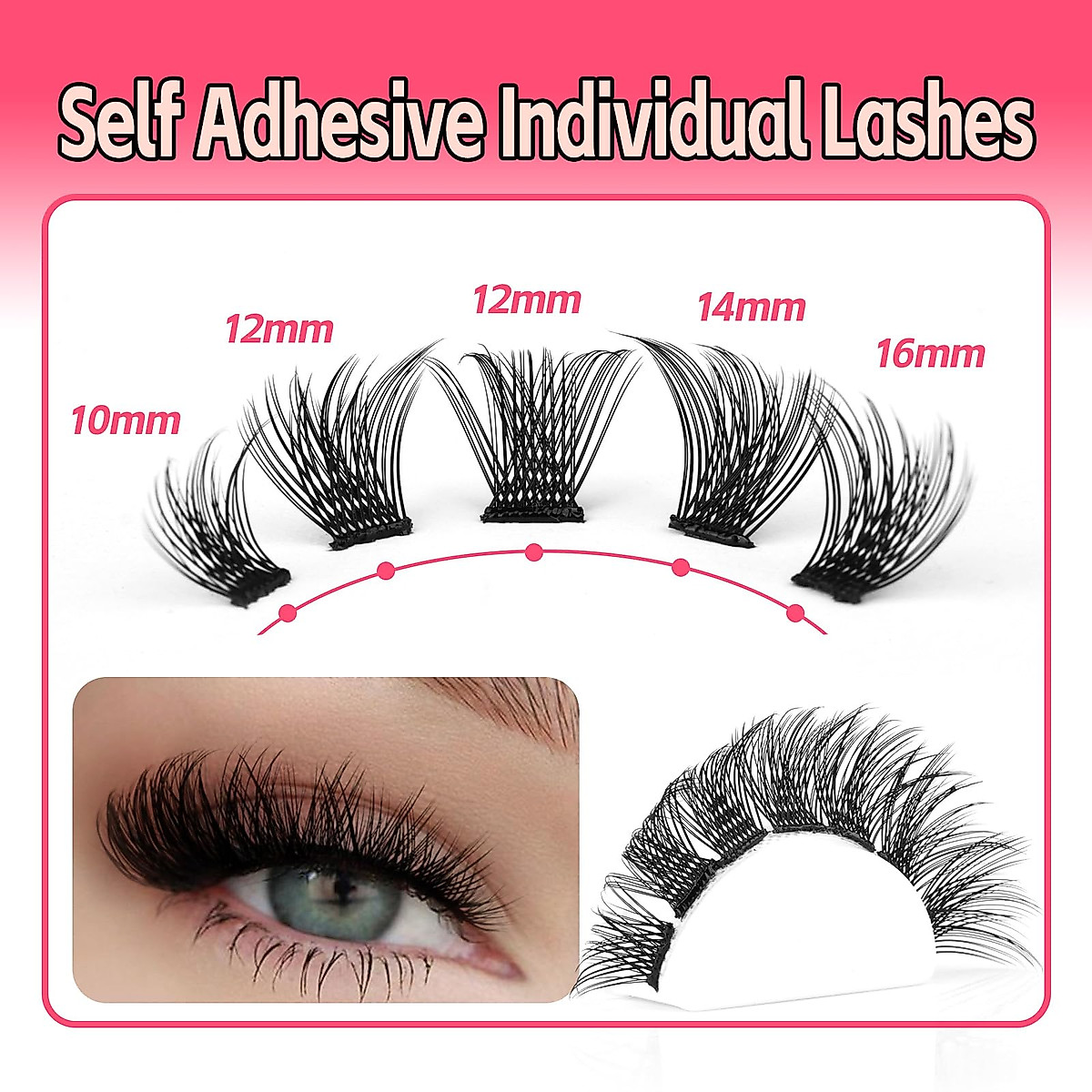Colored Lashes Cluster Eyelashes Individual DIY Lashes Extensions 7 Colors Eye Lashes Extensions 140 PCS Clusters False Lashes DIY at Home Set Pack（14MM）