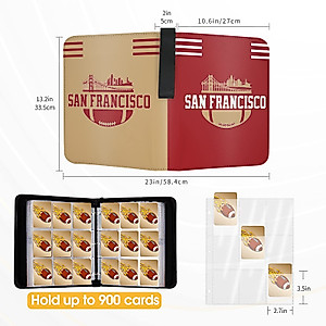 KivolFun San Francisco Football Card Binder with Sleeves, 900 Pocket, 3 Ring, Waterproof, Dustproof, Durable