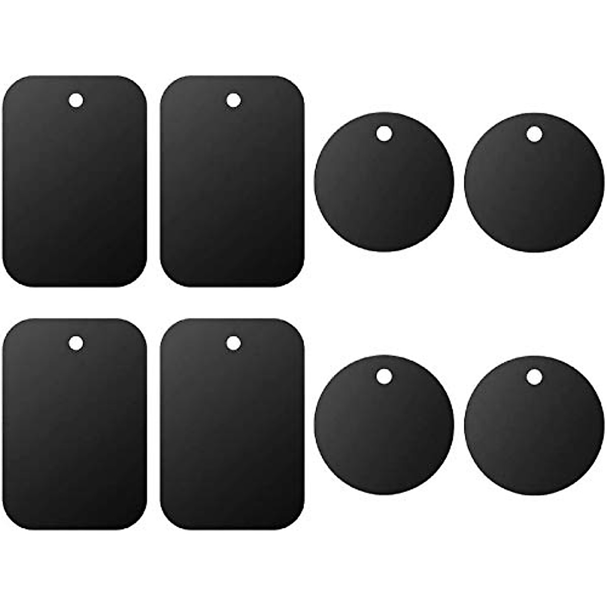 DSTELIN Universal Metal Plate 8 Pack for Magnetic Phone Car Mount Holder Cradle with Adhesive (Compatible with Magnetic Mounts) - 4 Rectangle and 4 Round, Black
