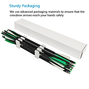 IRQ 20 Inch Crossbow Bolts and Crossbow Broadheads Set, Carbon Crossbow Arrows for Hunting and Outdoor Practice, 12 Green Arrows, 6 Broadheads(18 Pack)