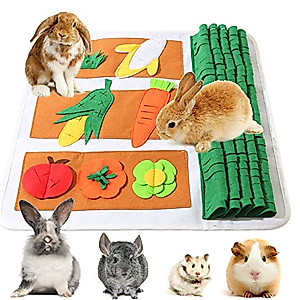 Rabbit Foraging Mat 20" × 20" Machine Washable Polar Fleece Pet Snuffle Mat Encourages Natural Foraging Skills Interactive Games for Bunny, Guinea Pigs, Chinchillas, Small Animals, Dog