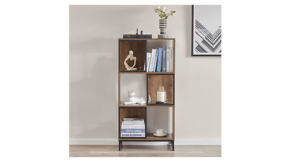 EAST OAK 3-Tier Bookshelf - Modern Wood Storage Organizer