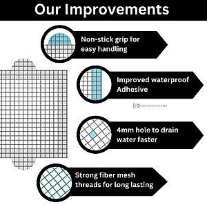 30 Pack, Square 4.1 Inch, Disposable Shower Drain Hair Catcher Mesh Stickers [Improved], Disposable Hair Drain Catcher Stickers, Disposable Drain Covers for Shower